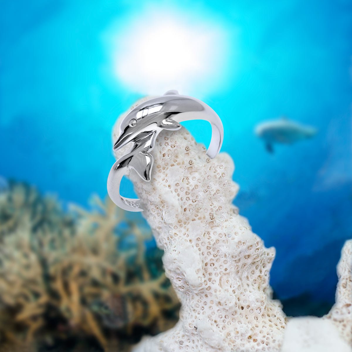Sterling Silver Dolphin Wrap Ring (6)