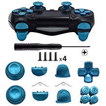 TOMSIN Metal Buttons for PS4 Controller Gen 1, Aluminum Metal Thumbsticks Analog Grip & Bullet Buttons & D-pad & L1 R1 L2 R2 Triggers (Blue)