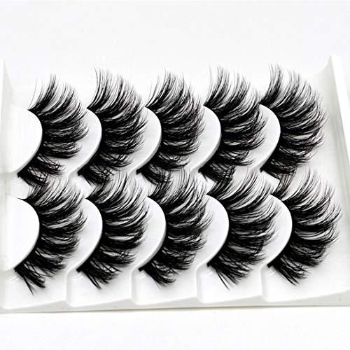 RN BEAUTY 5 Pairs 3D False Eyelashes Handmade Ultra Light Synthetic Fibers 3D Mink Fake Eyelashes Reusable Soft Nature Fluffy Wispies Long Lashes With Volume Makeup Eye Lash Extension Set (3D-B)