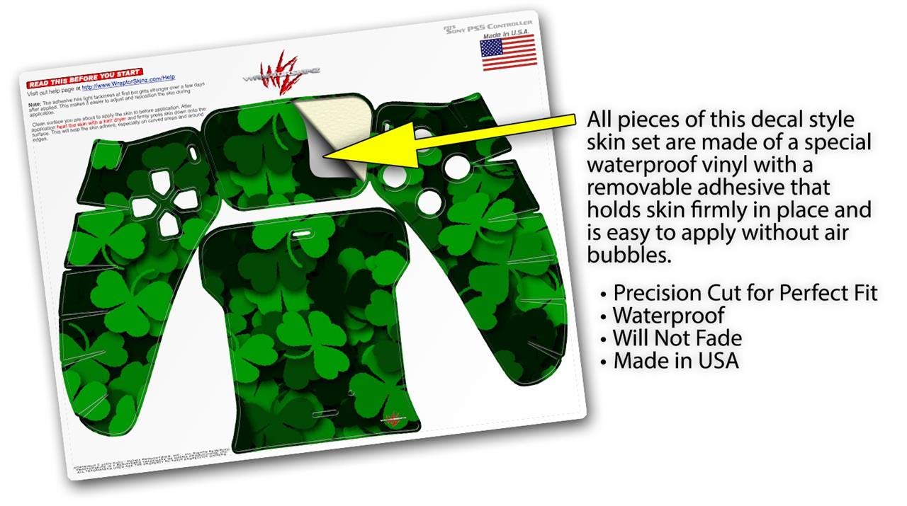 WraptorSkinz Skin Wrap compatible with Sony PS5 DualSense Controller St Patricks Clover Confetti (CONTROLLER NOT INCLUDED)