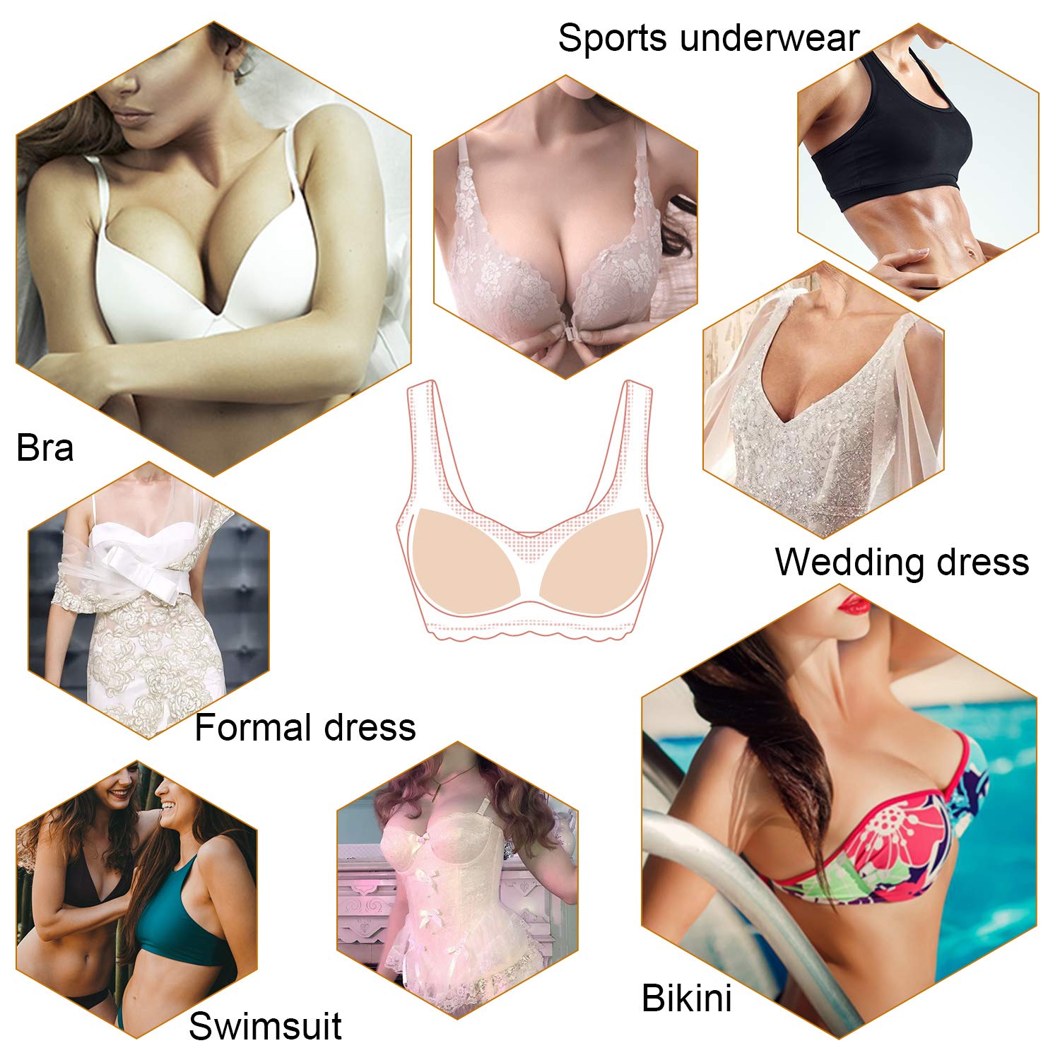 TopBine Round Soft Push Up Bra Inserts Pads Removable Sport Bra Cups Inserts Mastectomy Bra Inserts for Bikini Top Swimsuit (C/D)