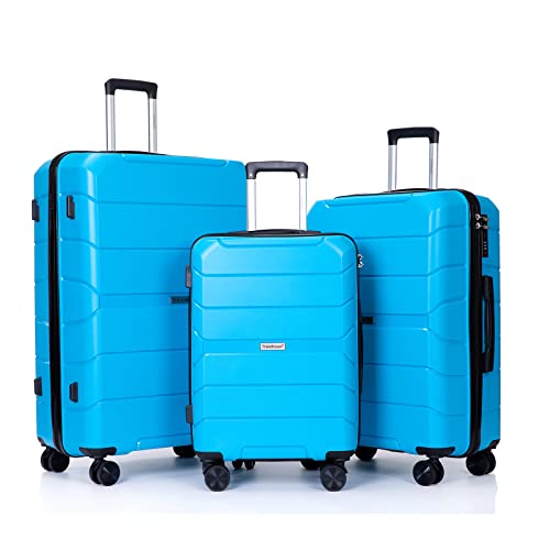 Tripcomp Luggage Sets Hardshell Travel Durable Suitcase Sets with Spinner Wheels TSA Lock, Carry-on,Luggage 3piece Set (20inch/24inch/28inch) (Navy Blue)