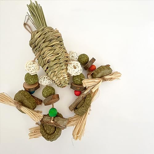 Tzou Hanging Chewing Toys Molar Grass Cake Rattan Ball Teeth Grinding Toy for Guinea Pigs Chinchillas Hamsters Rats Bagged