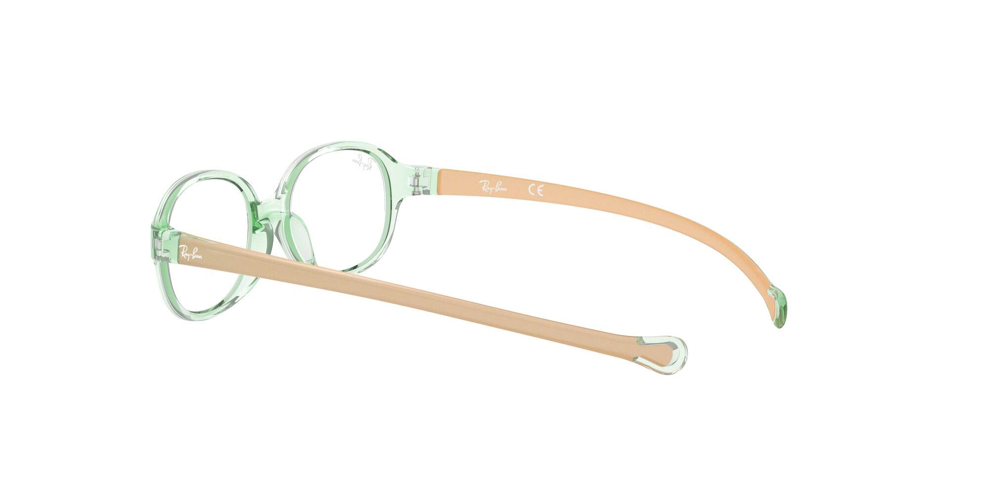 Ray-Ban Junior Kids' Ry1587 Oval Prescription Eyeglass Frames, Transparent Light Green/Demo Lens, 41 mm