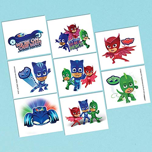 Vibrant Multicolor PJ Masks Tattoo Favors - 2" x 1.75" (Pack of 8) - Kid-Friendly Temporary Tattoos - Perfect for Party Bags & Fun Events