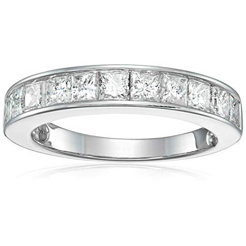 VIR JEWELS 2 cttw Diamond Wedding Band for Women, Princess Cut Diamond Wedding Band in 14K White Gold Channel Set, Size 7