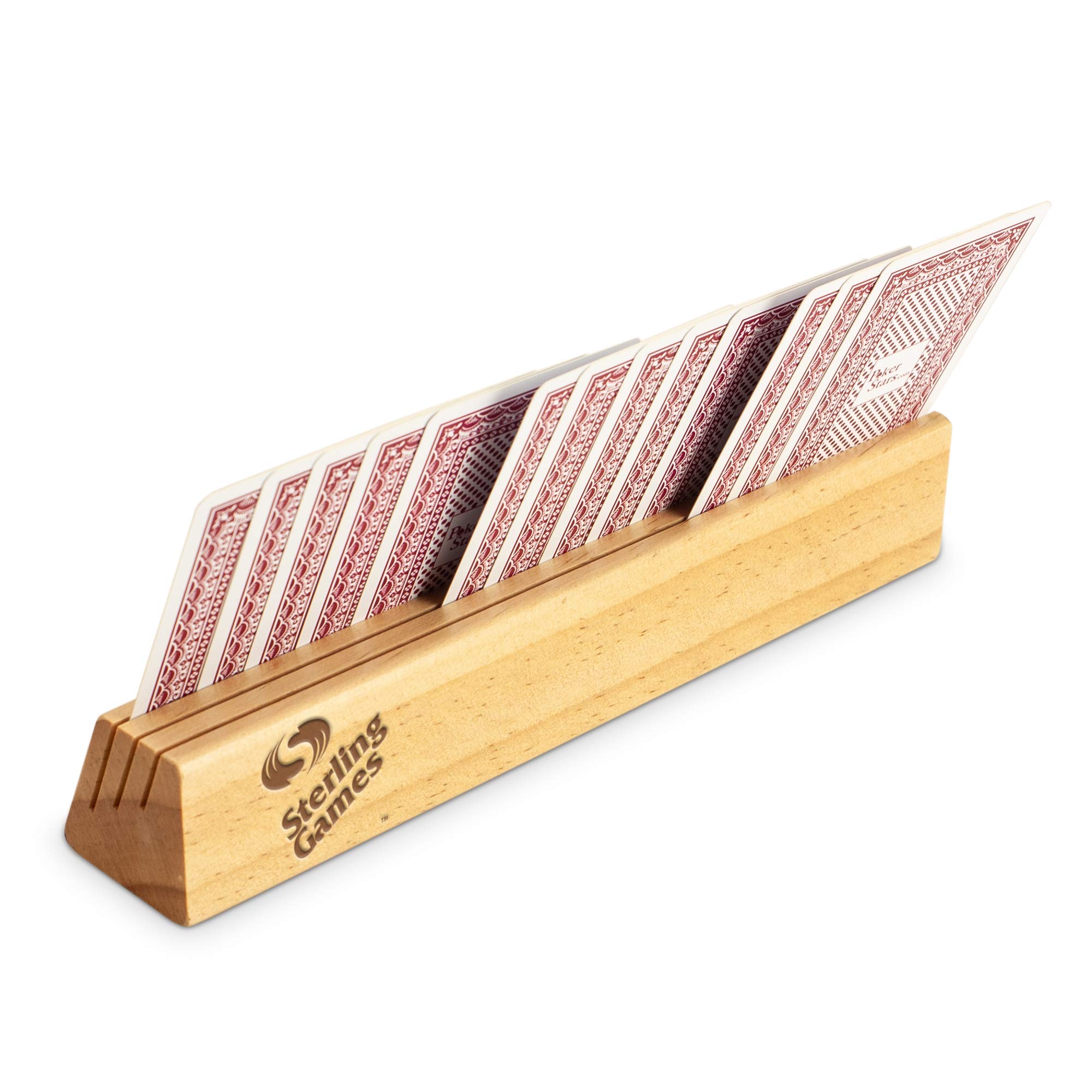 STERLING Games Solid Wooden 9" Playing Cards Holder Set of 4