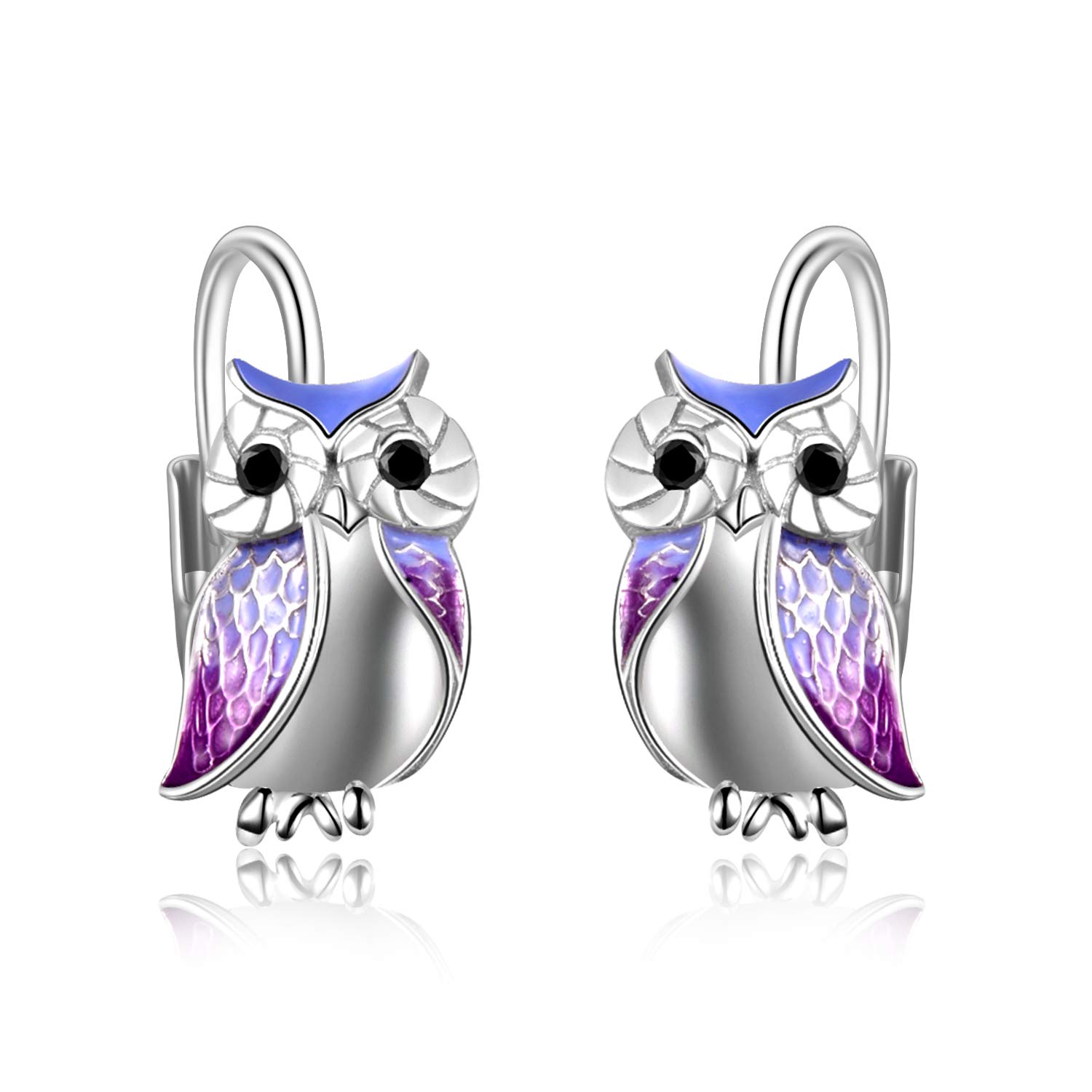 YFN Owl Earrings Sterling Silver Owl Gifts Drop Dangle Leverback Earrings for Women