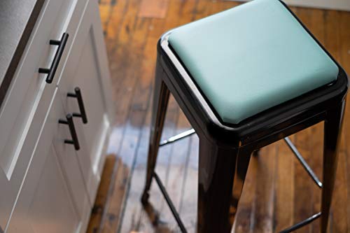Square Stool Cushion for Industrial/Modern/Farmhouse and Other Metal Stools - Made in USA (Black 4 Pack)