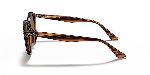 Ray-Ban RB2180 Round Sunglasses, Striped Red Havana/Dark Brown, 49 mm