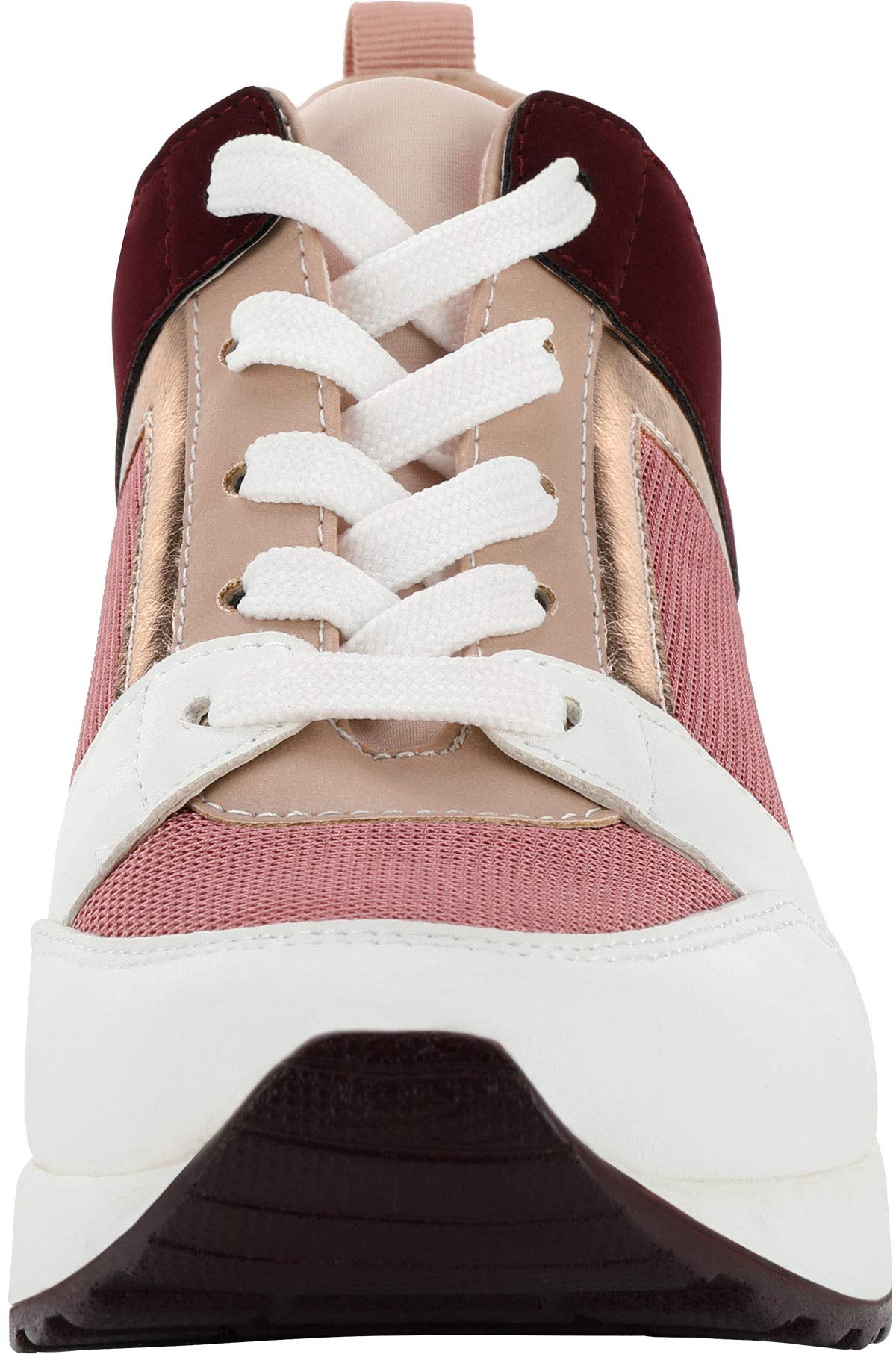 Yolanda Zula Women's Wedge Sneakers High Heel Fashion Lightweight Walking Shoes Pink, 9