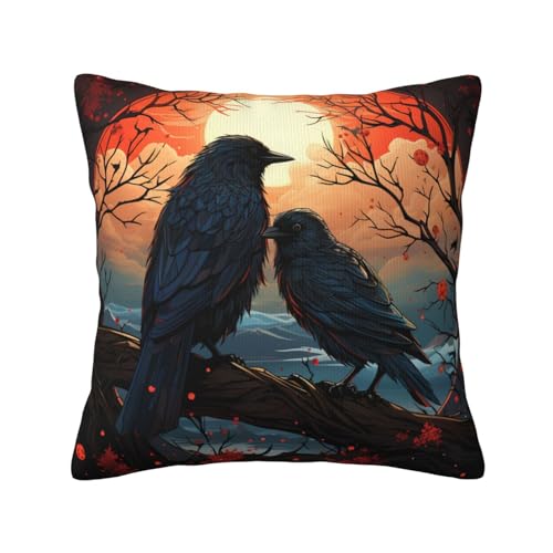 Throw Pillow Case Decorative Pillowcase Square Cushion Covers Couch Sofa Car Bedroom 18x18 Inch - Raven Moon Cool
