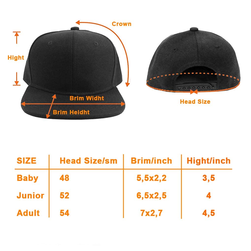 SILVERFEVER Infant Toddler Kids Junior Solid Color Structured Snapback Cap Flat Bill Trucker Hip Hop Hat (Infant-Toddler 48", Hawaiian Flower Black)