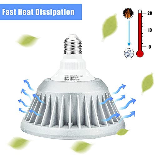 Waterproof 120V 40W Color Changing LED Pool Light Bulb for Inground Swimming Pool,Fit in for Pentair and Hayward Pool Light Fixtures (120V RGBW)