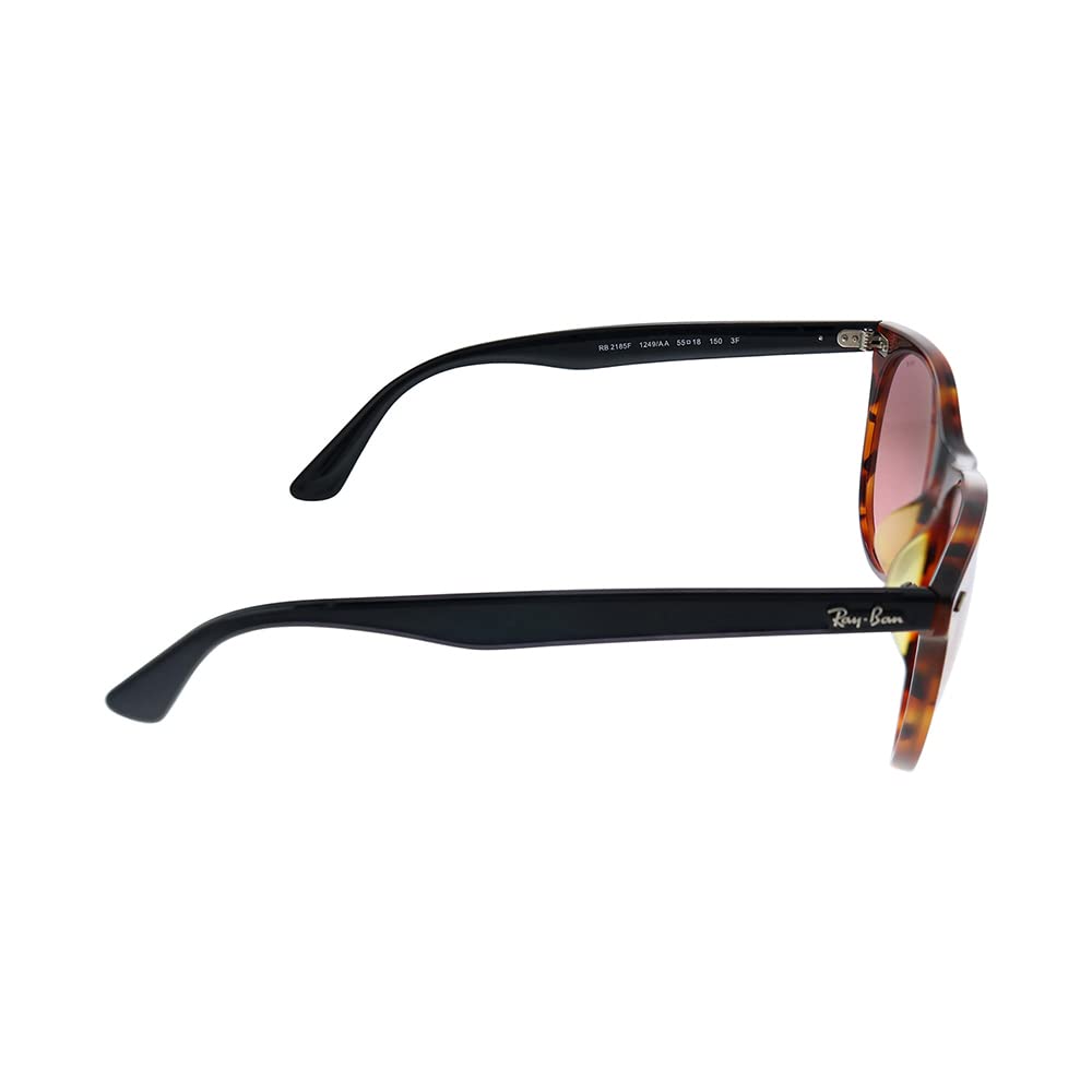 Ray-Ban Rb2185f Wayfarer II Low Bridge Fit Polarized Round Sunglasses, Red Havana/Photochromic Red Gradient Bordeaux, 55 mm