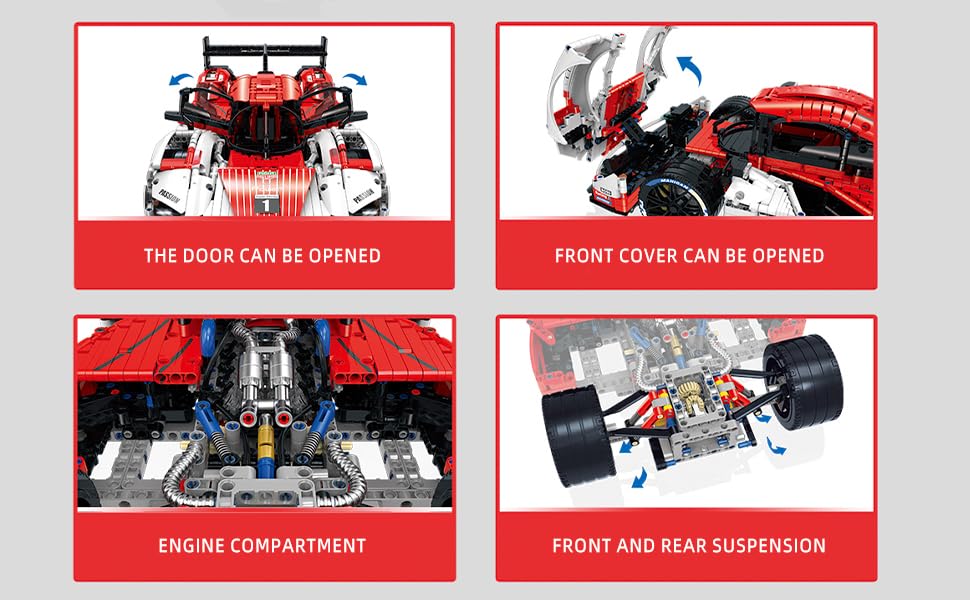 UNCLE BRICK Pro 963 technic Car Model Building Kit,1:8 Scale Model and Race Engineering Toy,Collectible Sports Car Construction Kit for Boys,Compatible with LEGO Technic Car Sets for Adults(3460pcs)