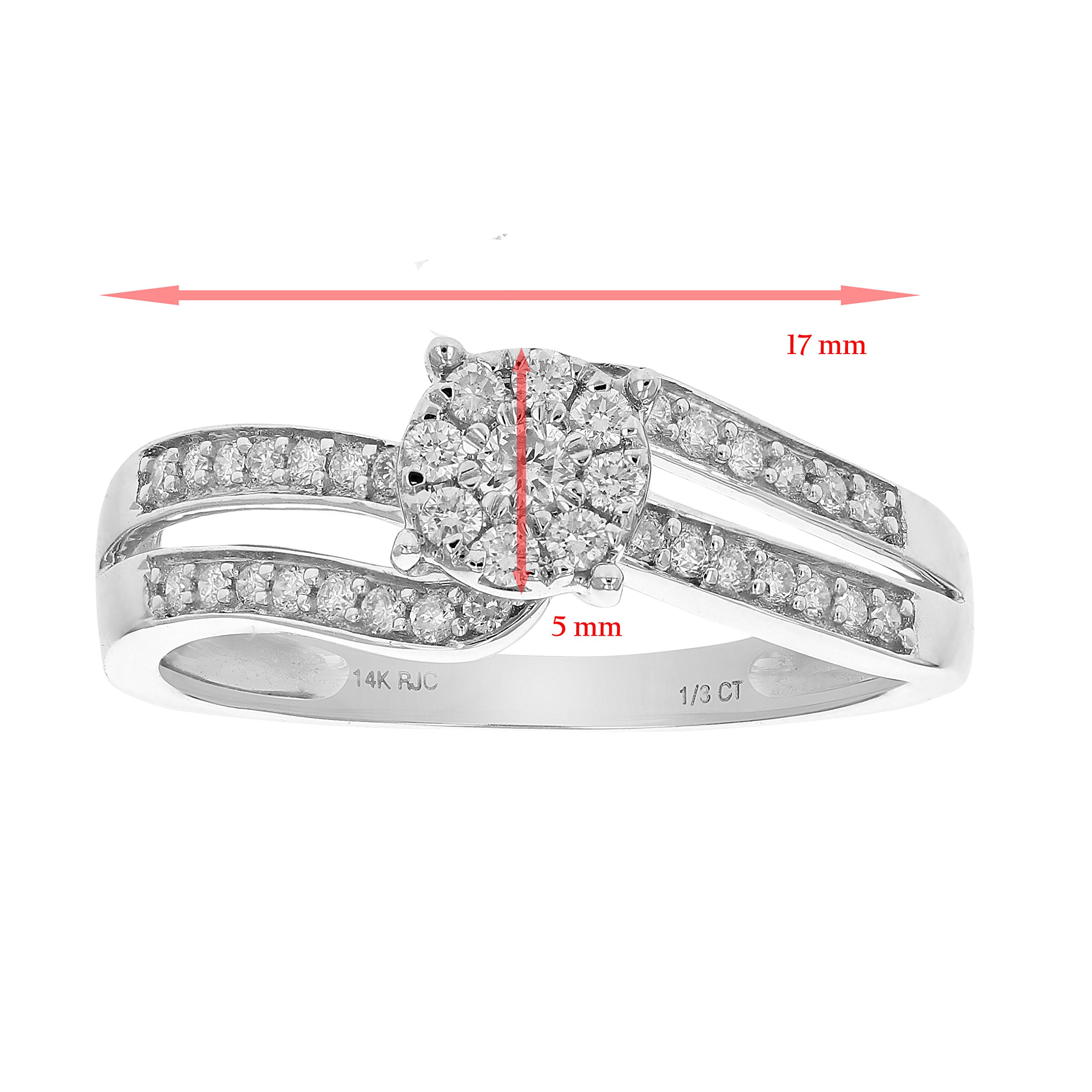 Vir Jewels 1/4 cttw Diamond Cluster Set Wedding Engagement Ring 14K White Gold Bridal Size 7