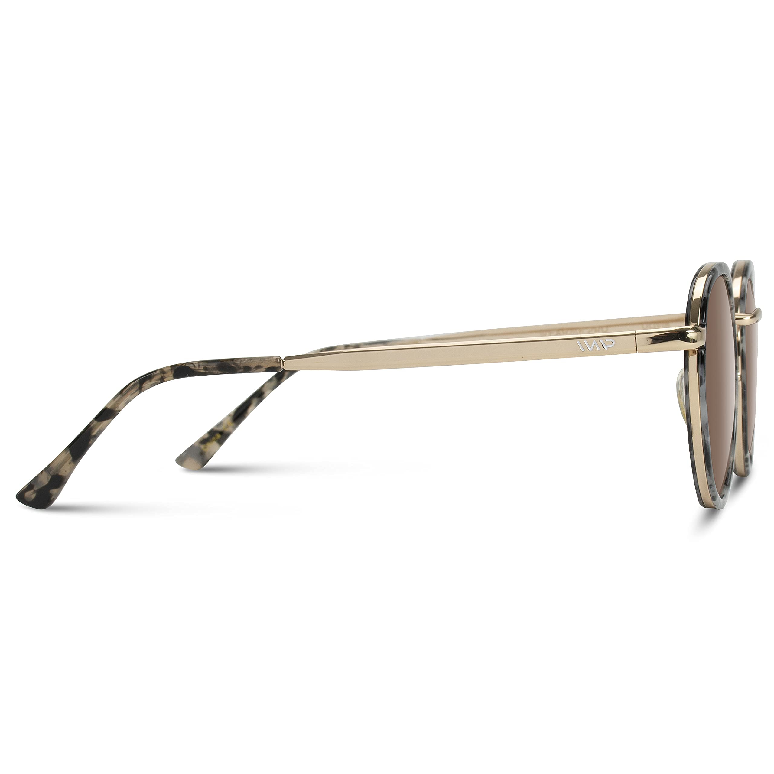 WearMe Pro - Round Metal Frame Sunglasses for Women (Beige Tortoise/Gradient Brown Lens)