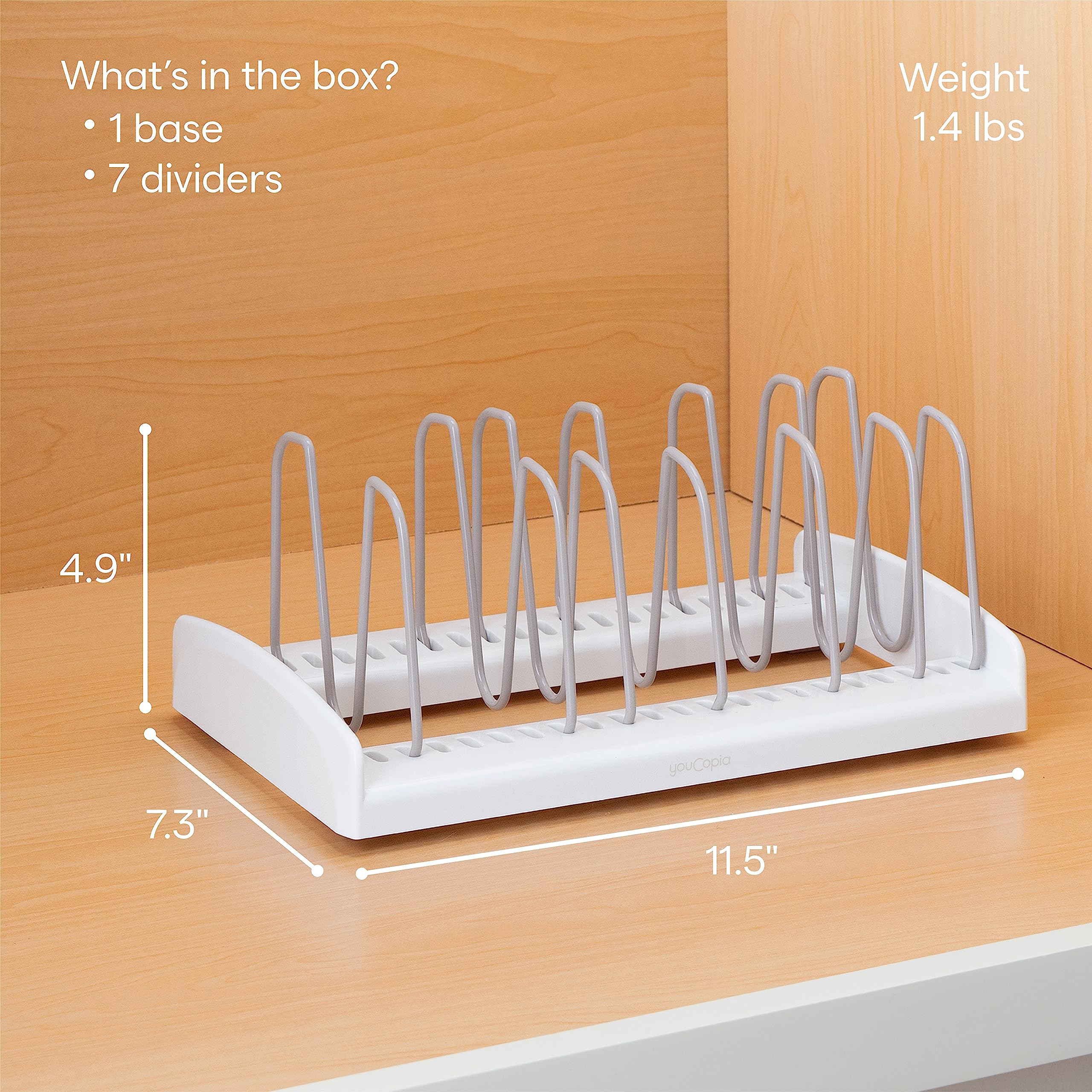 YouCopia StoreMore Adjustable Pot Lid Organizer, Standard, White
