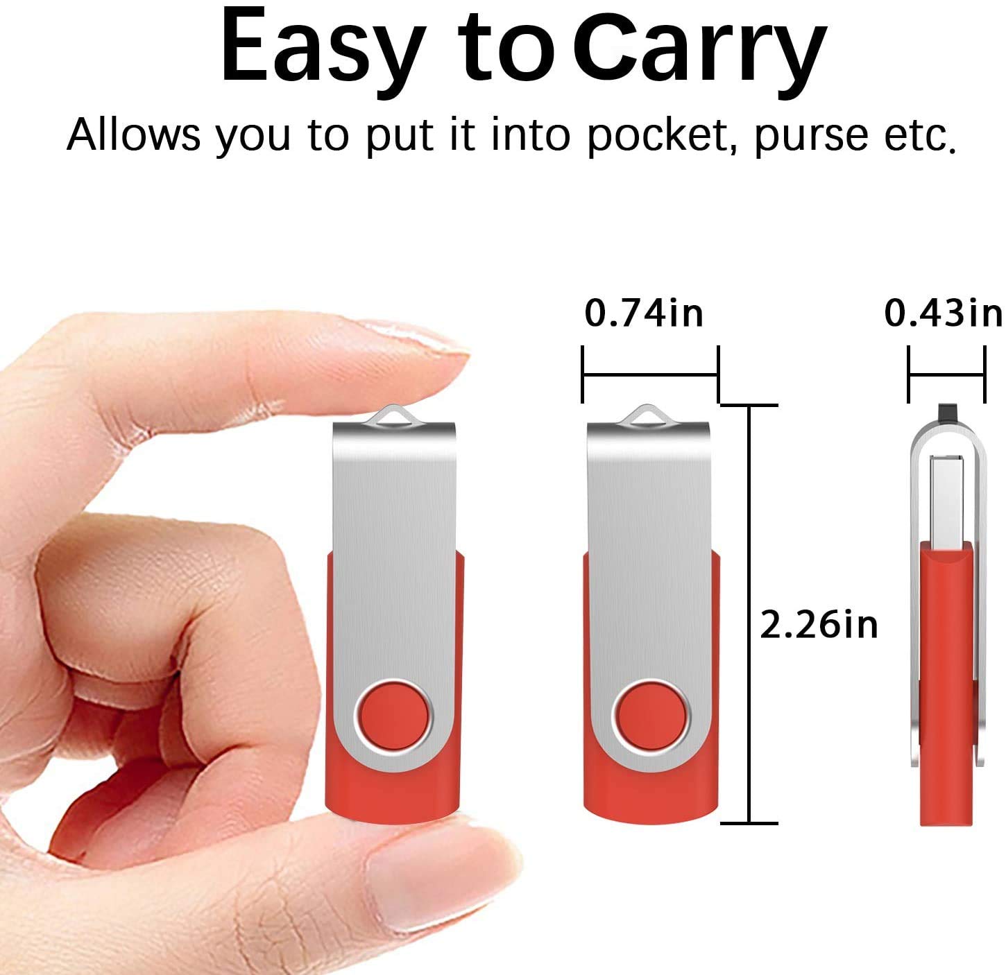 TOPESEL 5 Pack 64GB USB 3.0 Flash Drive Memory Stick Thumb Drives (5 Mixed Colors: Black Blue Green Red Silver)