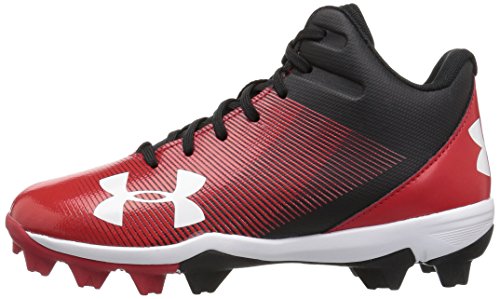 Under Armour Boy’s Leadoff Mid Jr. RM Baseball Shoe, Black (061)/Red, 8 US Unisex Little Kid
