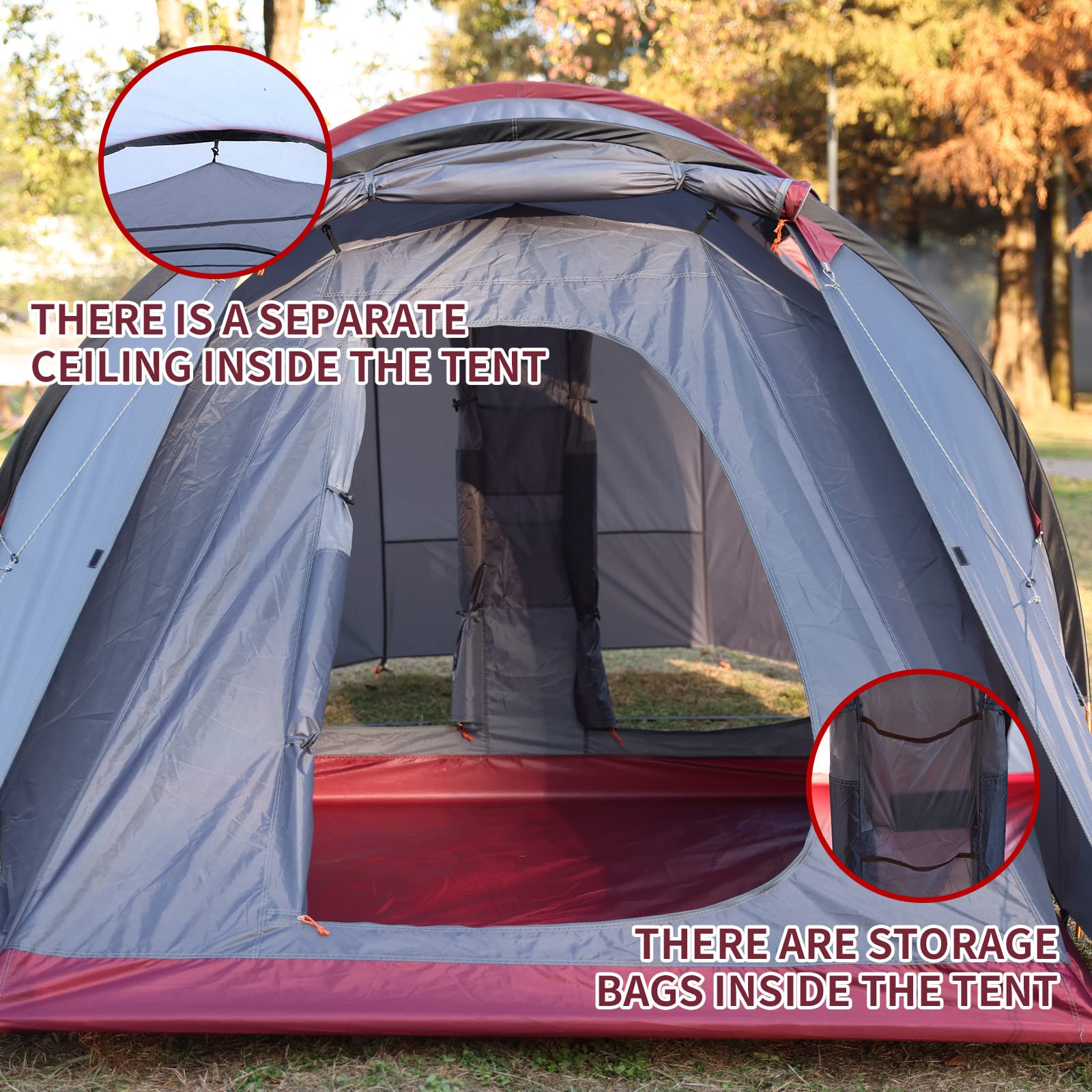 Wolf Walker Motorcycle Tent for Camping 2-3 Person Waterproof Instant Tents with Integrated Motorcycle Port for Outdoor Hiking, Backpacking, Picnic Fast Pitch