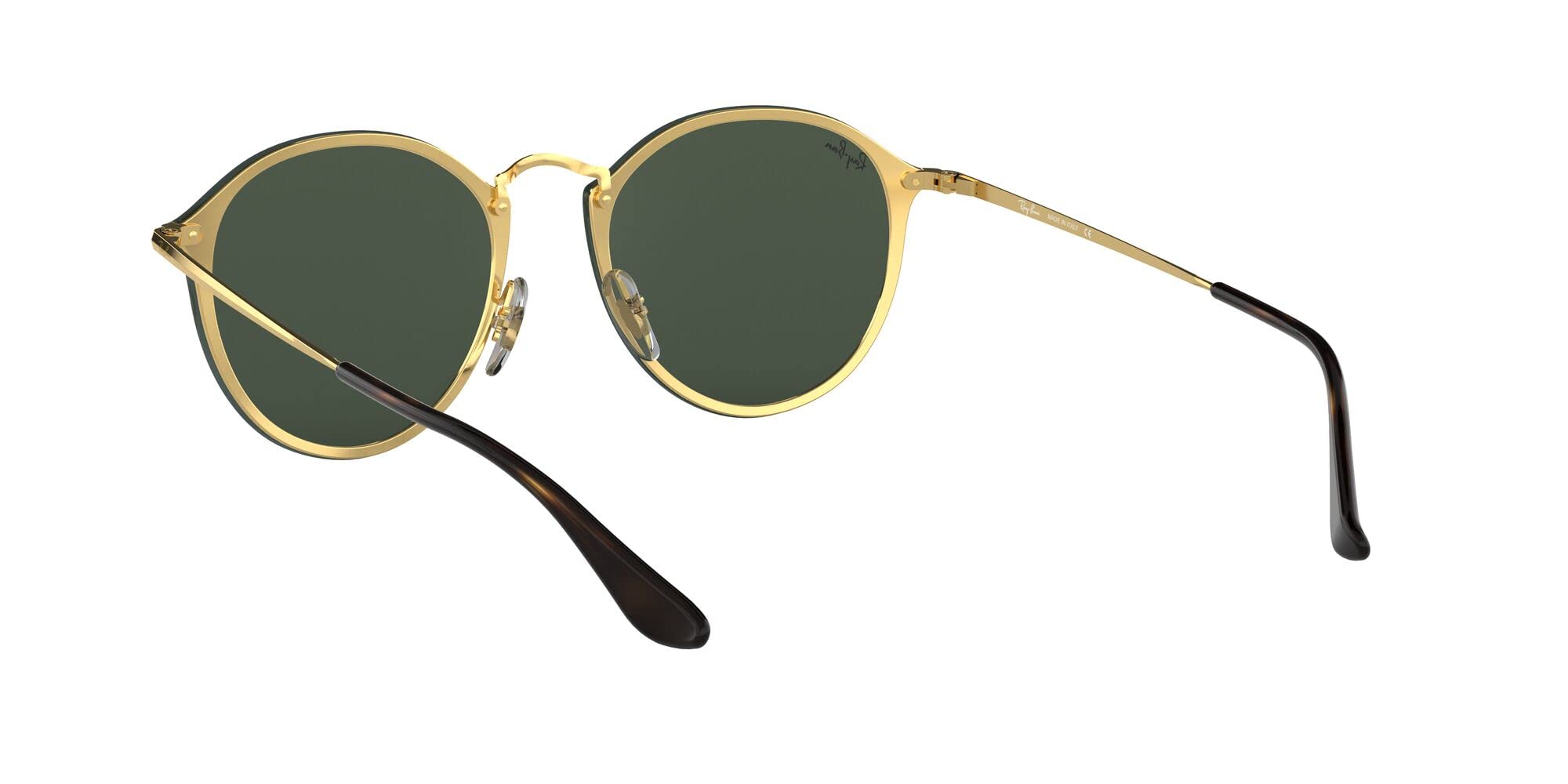 Ray-Ban RB3574N Blaze Round Sunglasses, Gold/Dark Green, 59 mm