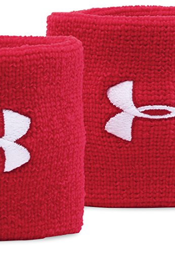Under Armour Men's 3-inch Performance Wristband 2-Pack , Red (600)/White, One Size Fits All
