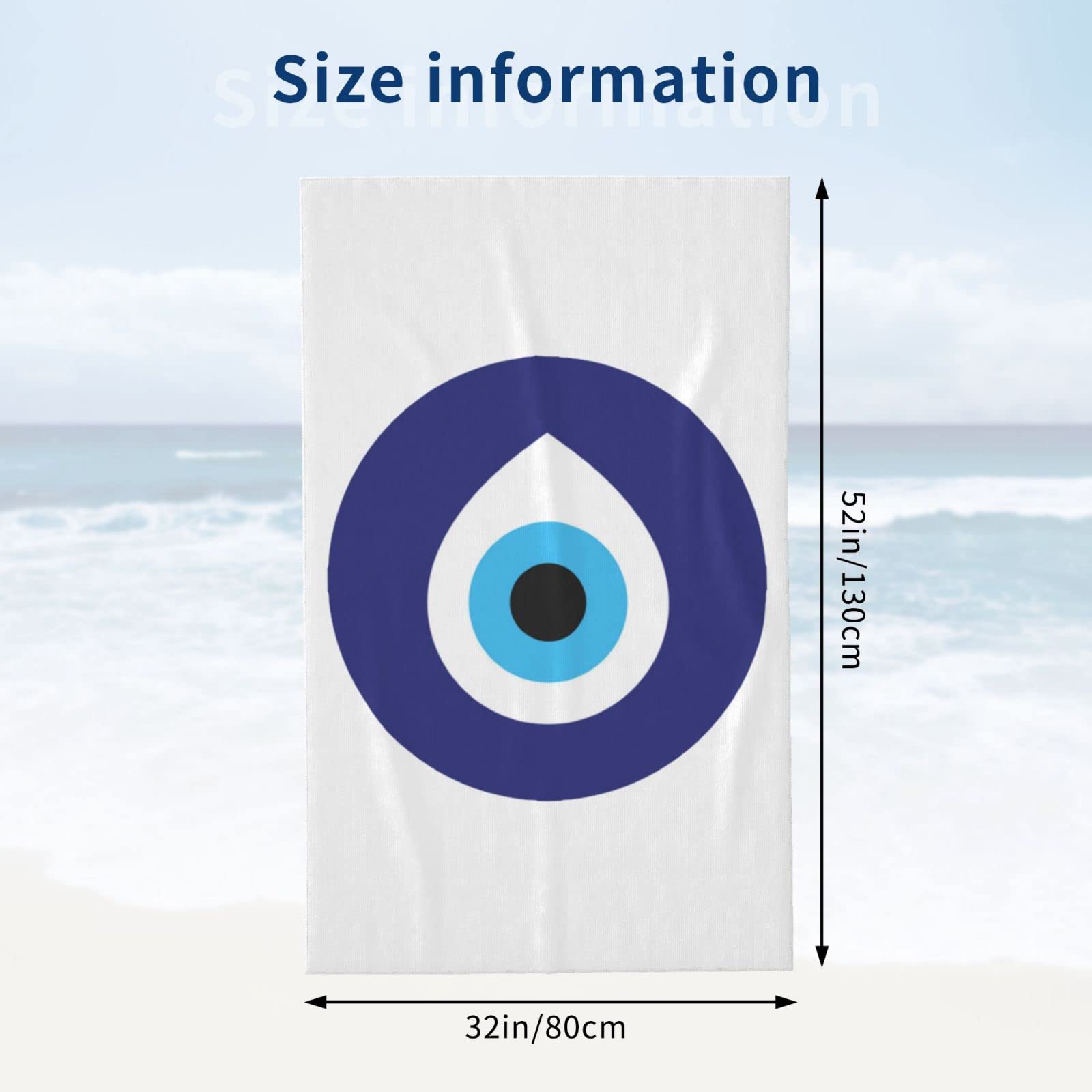 Zahika Turkish Evil Eye Beach Towel Absorbent Bathroom Towels Beach Towels Oversized Super ​32x52 Inch