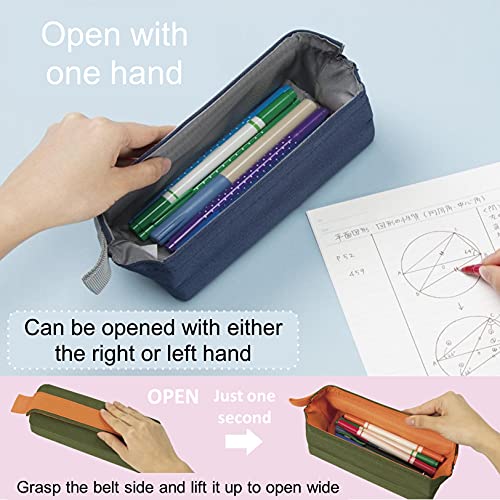 SUN-STAR Pen Case Arkno Large Capacity Pencil Holder Portable Pencil Pouch for Office Light Pink S1419951