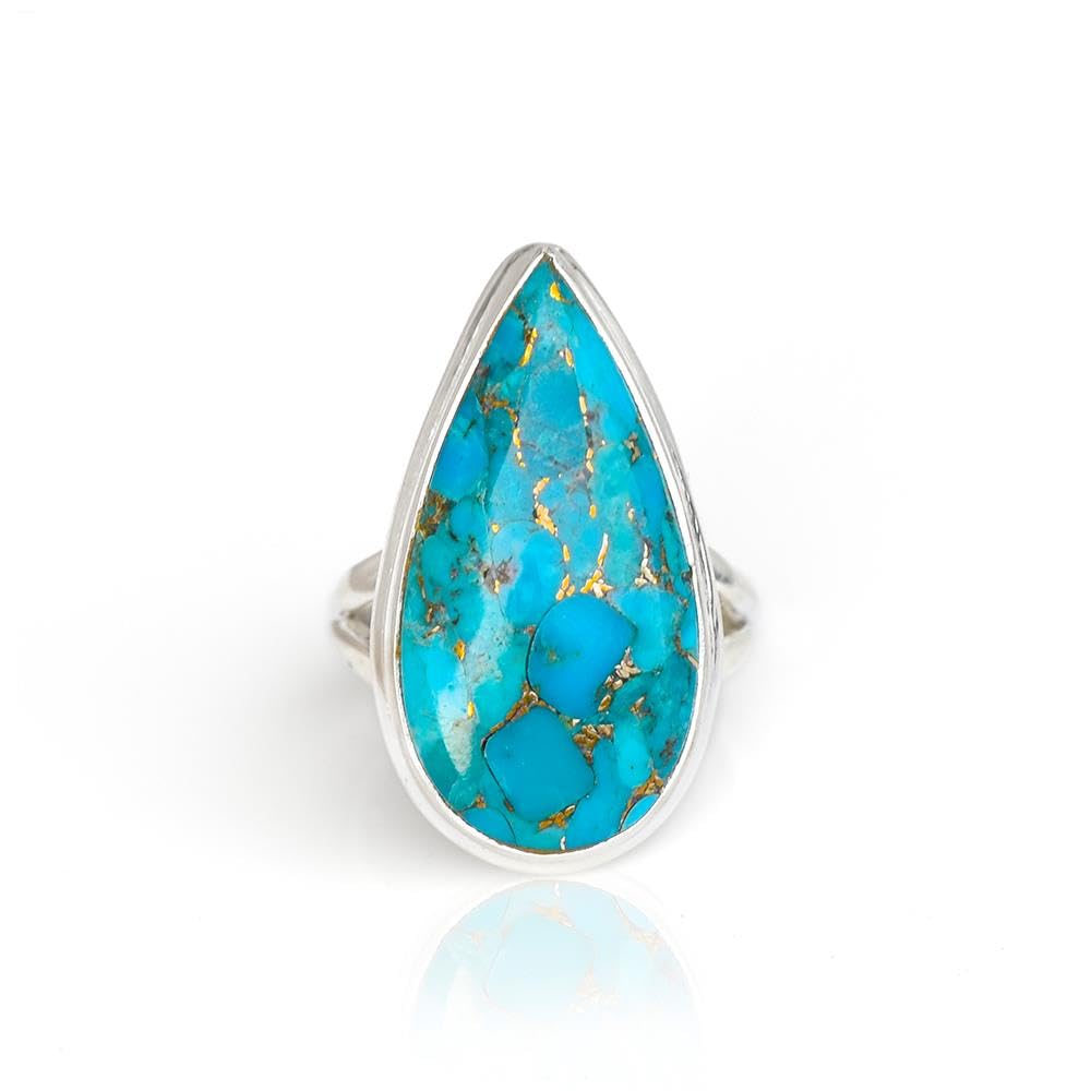 YoTreasure Blue Copper Turquoise Ring 925 Sterling Silver Jewelry