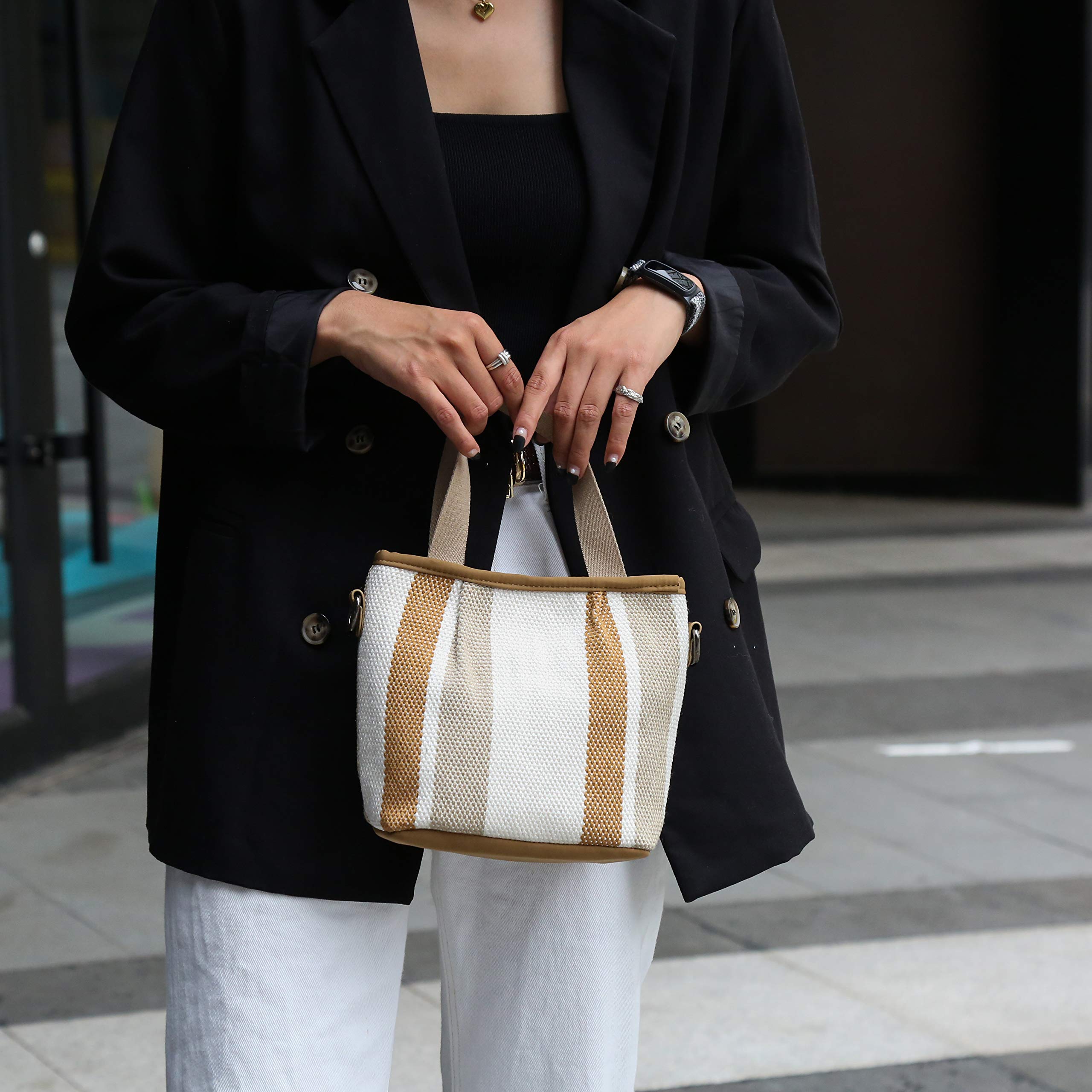 Women Canvas Handbags Crossbody Shoulder Bag Casual Work School Shopper Hobo Top Handle Handbag (figure4)
