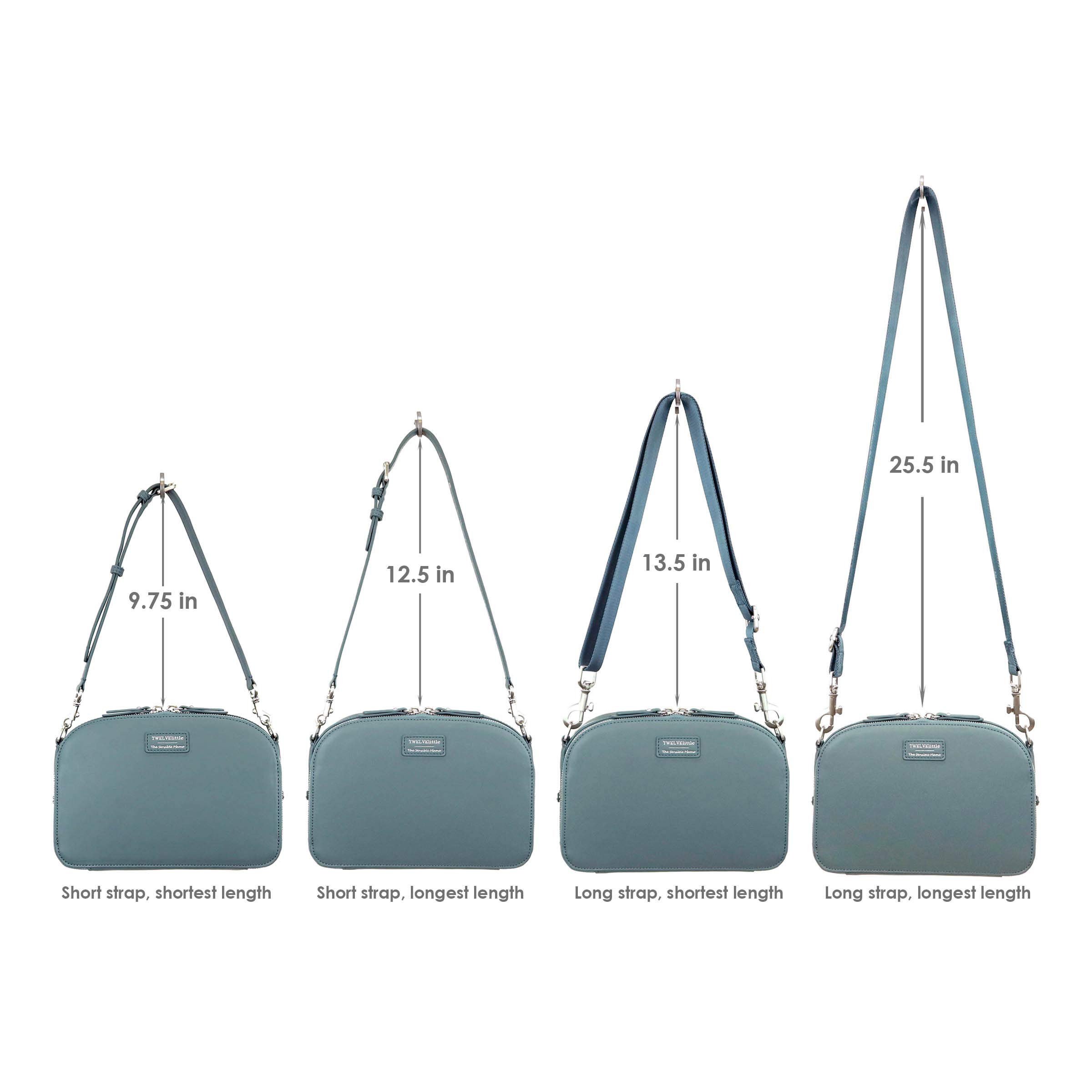 TWELVElittle Sensible Clutch (Grey) - Diaper Clutch with Adjustable Shoulder Strap, Vegan Leather Diaper Bag, featuring two separate compartments, Wipe Case Included