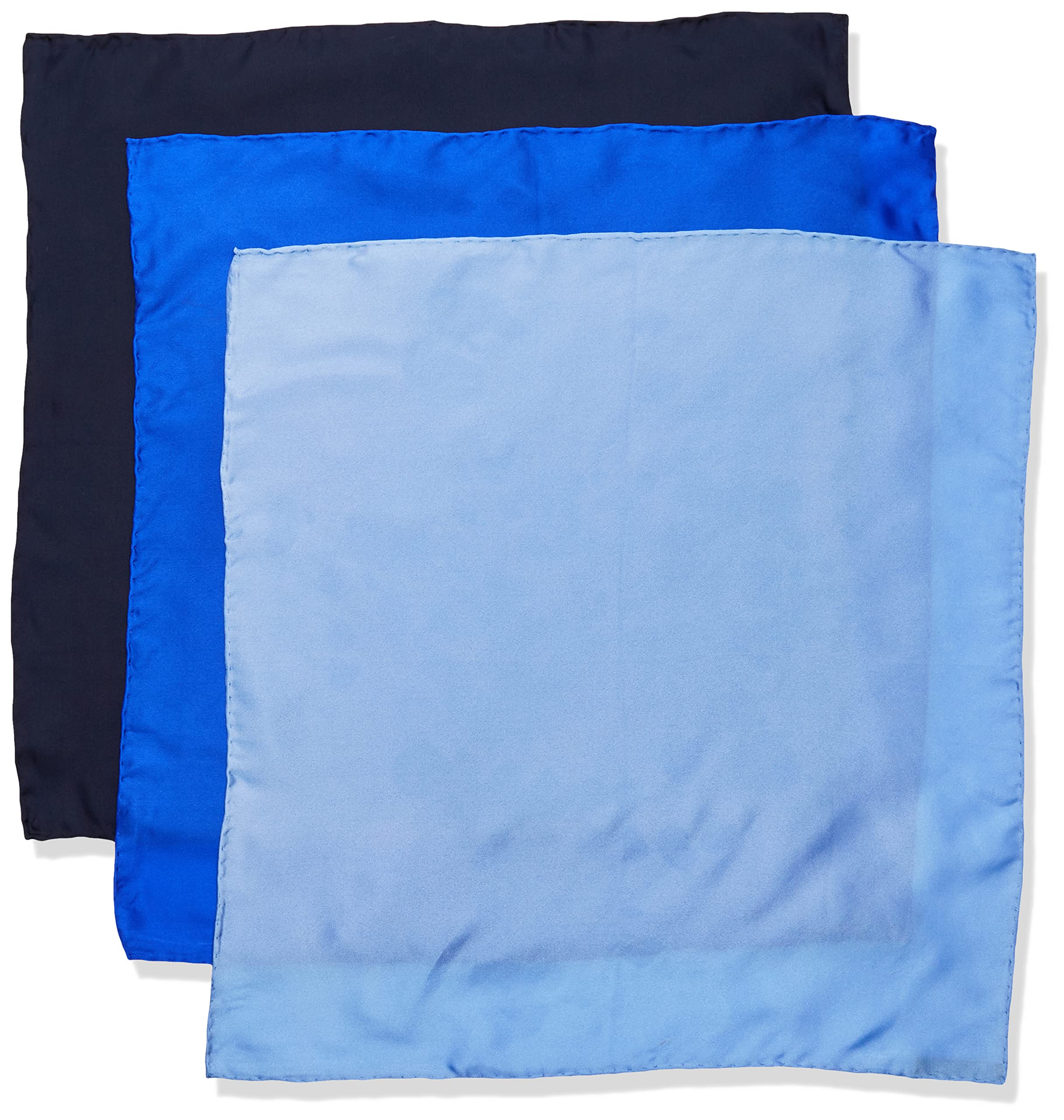Stacy Adams Men's 100% Silk Hand Rolled 17"x 17" Pocket Square Three Piece Set, Navy/Royal/Powder, One Size
