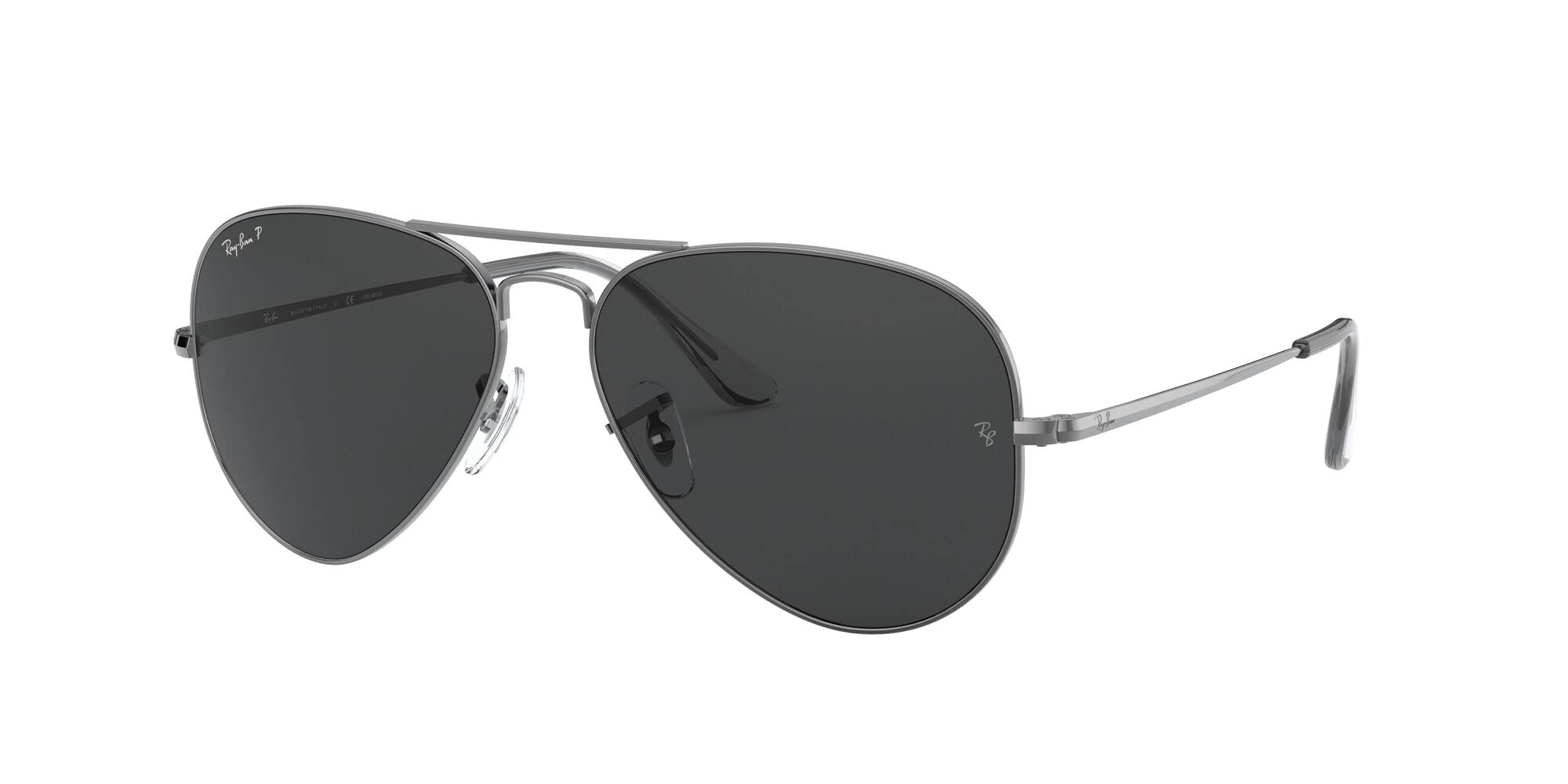 Ray-Ban RB3689 Aviator Metal II Sunglasses, Gunmetal/Polarized Black, 58 mm