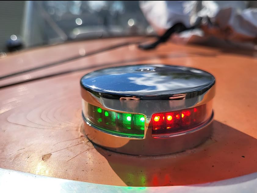 Young Marine 2-NM Deck Mount, Stainless Steel, Bi-Color Bow Light Red and Green LED for Boat Pontoon Yacht Skeeter, DC 10-30V