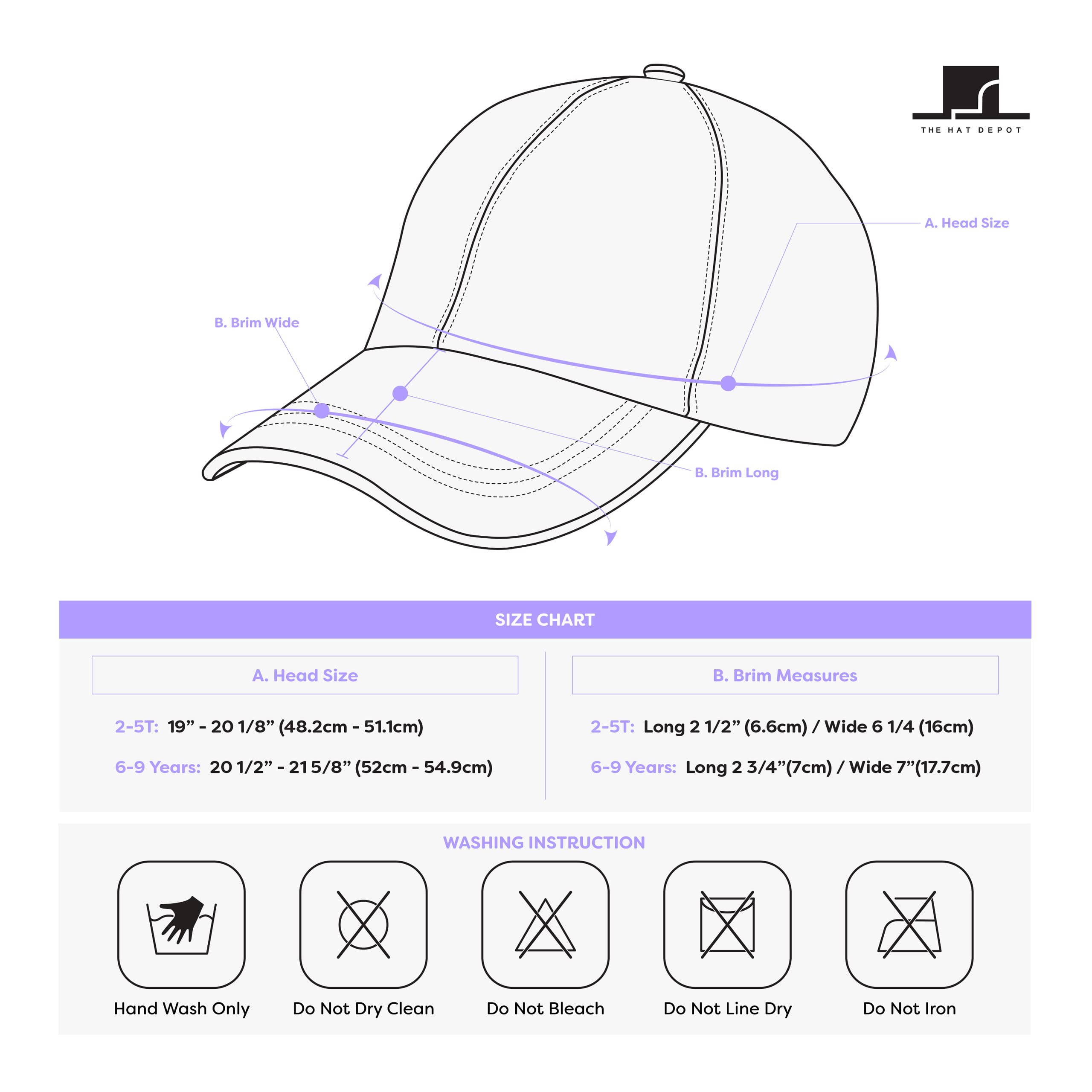 The Hat Depot Kids Washed Low Profile Cotton and Denim Plain Baseball Cap Hat (2-5 yrs, Black)