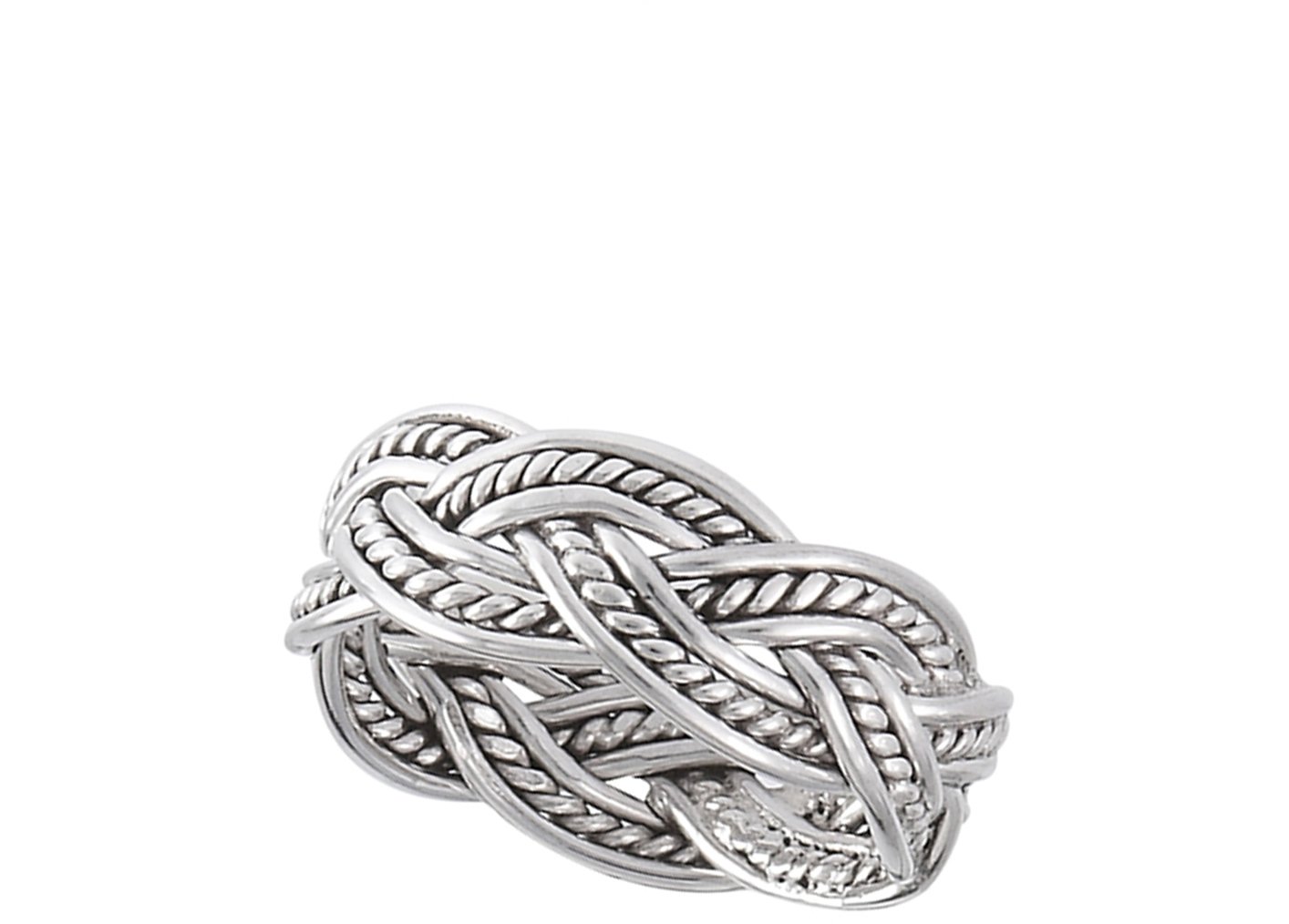 Wide Weave Eternity Rope Criss Cross Knot Ring Sterling Silver Band Size 5