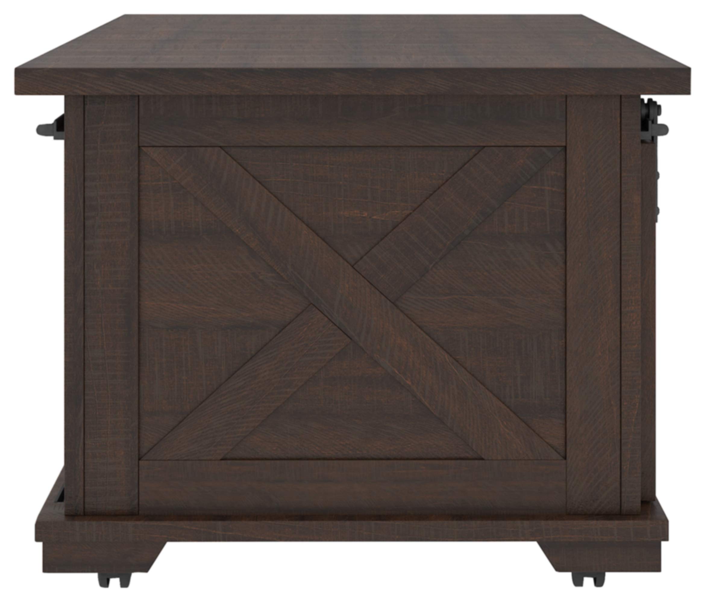 Signature Design by Ashley Camiburg Farmhouse Rectangular Coffee Table with Sliding Barn Doors, Dark Brown