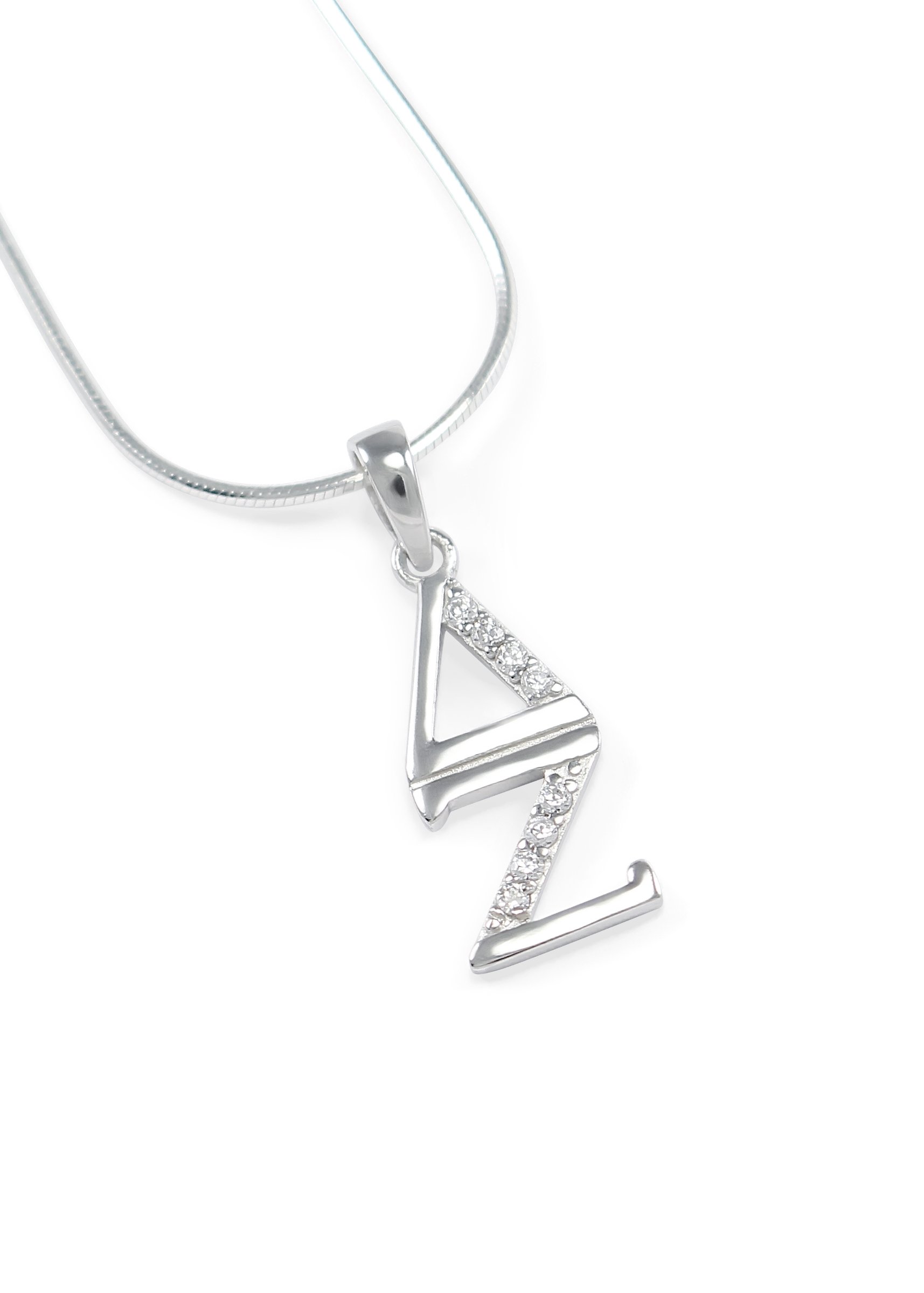 The Collegiate Standard Delta Zeta Sorority Sterling Silver Lavaliere Necklace with CZs