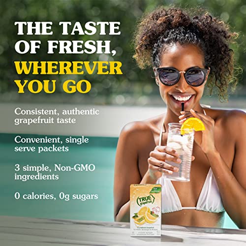 TRUE GRAPEFRUIT Water Enhancer (32 Packets) | Zero Calorie Unsweetened Water Flavoring | For Water, Bottled Water & Recipes | Water Flavor Packets Made with Real Grapefruit