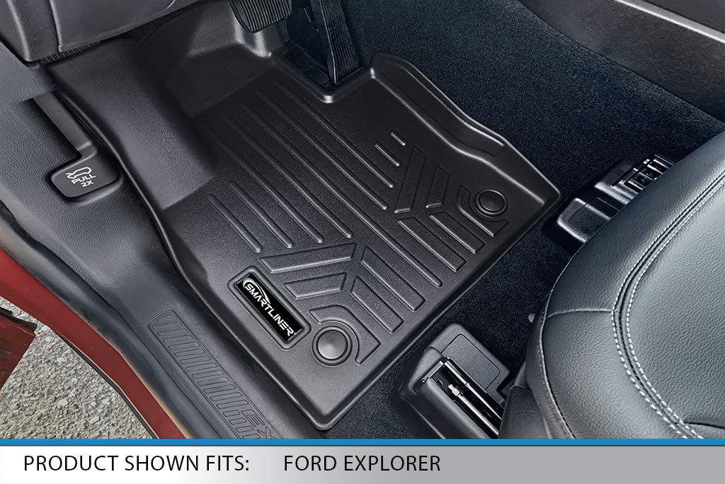 SMARTLINER Custom Floor Mats 3 Row Liner Set Black Compatible with 2020-2023 Compatible with Ford Explorer Only Fits 6 Passenger Models W/ 2nd Row Bucket Seat