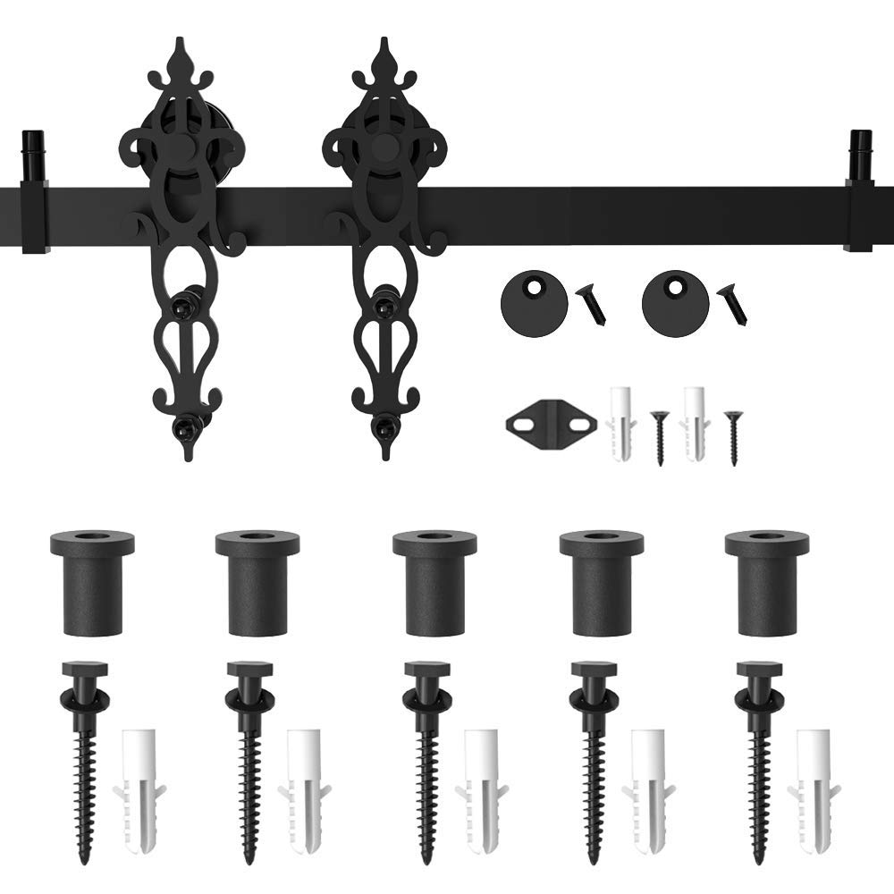 WINSOON Interior Sliding Barn Door Hardware Kit 6FT Heavy Duty Single Door Track Rail Rollers System Set for Cabinet Closet
