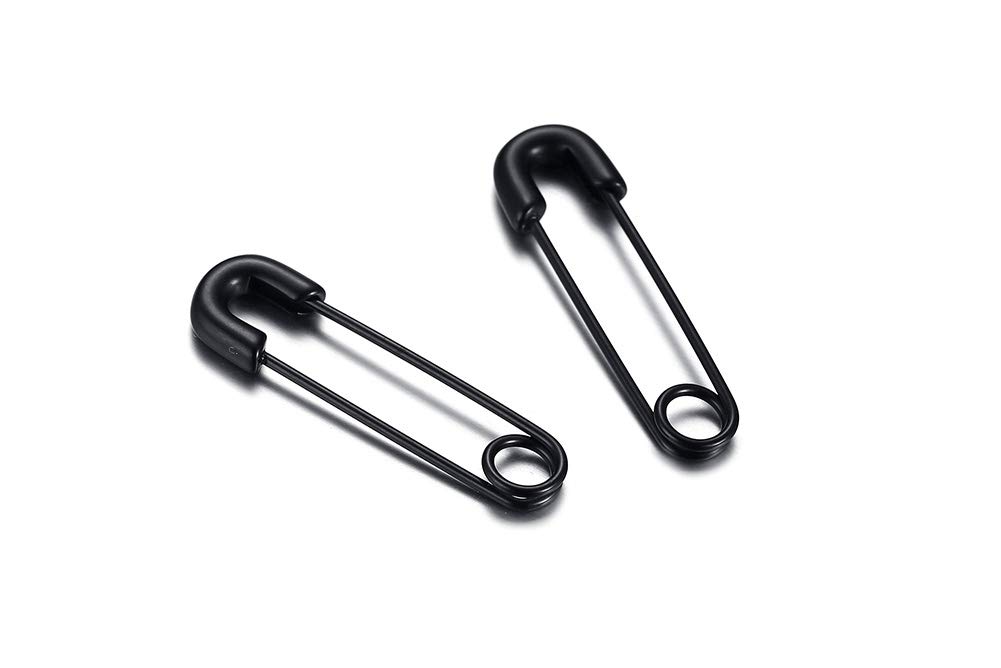 Stainless Steel Stylish Cartilage Earrings Punk Goth Safety Pin Earrings for WomenSleeper Hoops Black