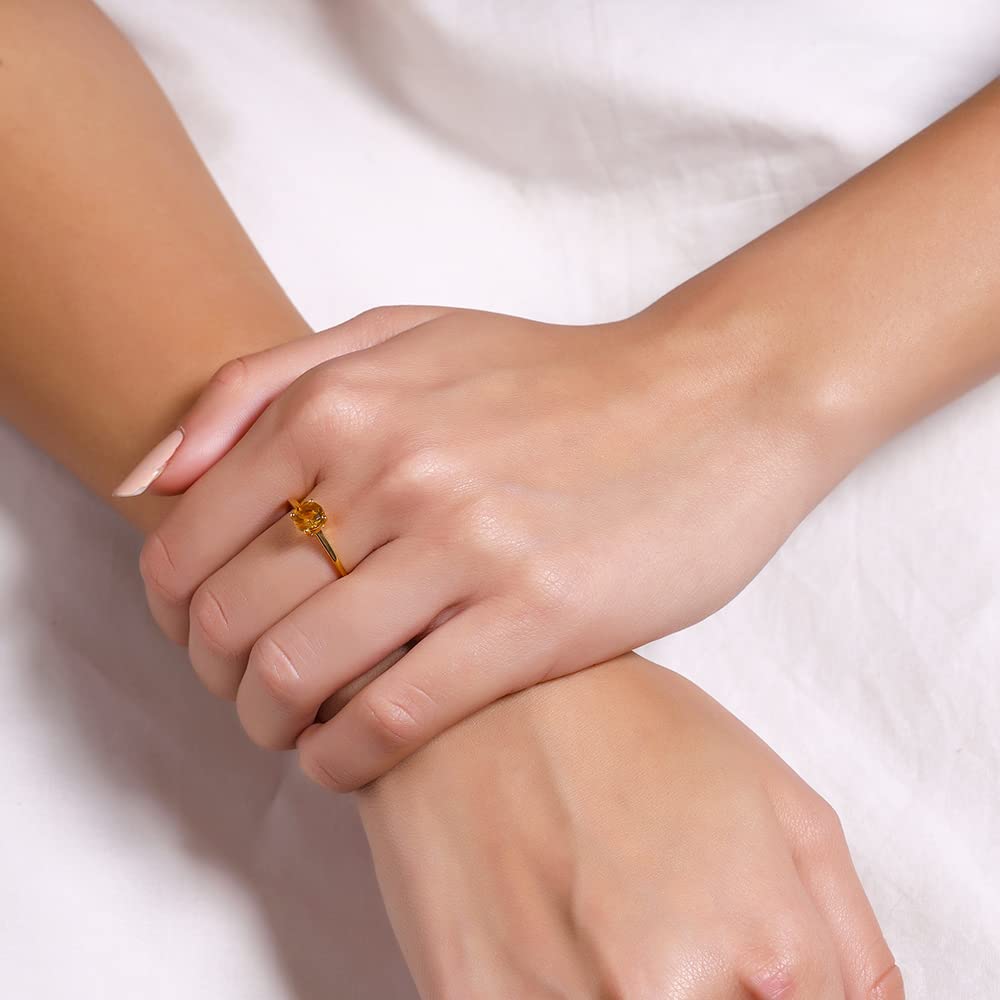 YoTreasure 1.0 ct. t.w. Citrine Dainty Ring in .925 Sterling Silver