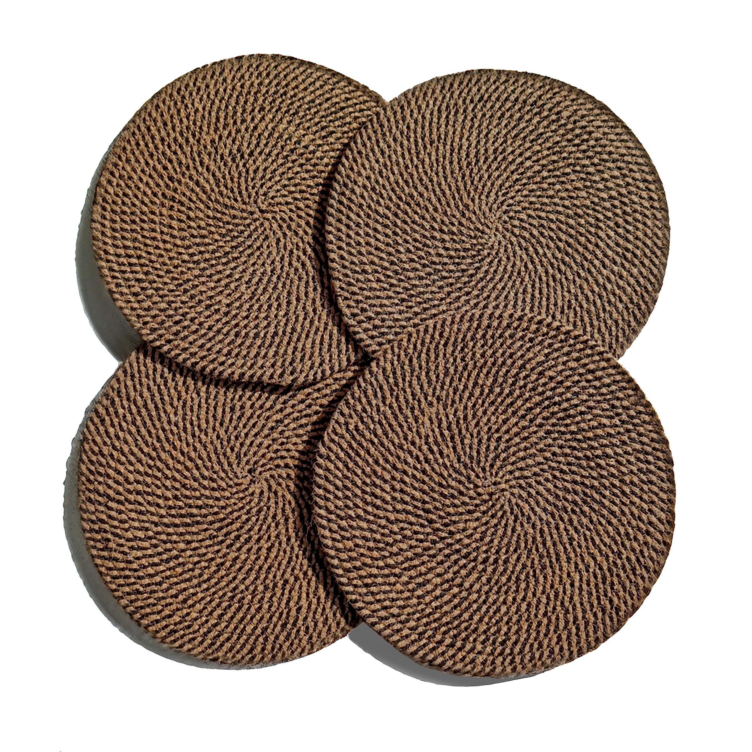 Wavy - Elegant Boho Round Placemats (Set of 4) - 14 inches, Natural Jute Cotton, Black Dining Table Mats