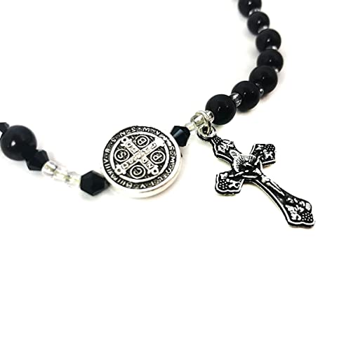 St. Benedict Full 5 Decade Twistable Rosary Bracelet - Catholic Rosary - Catholic Gifts Women - Rosary Necklace for Women - Catholic Gift