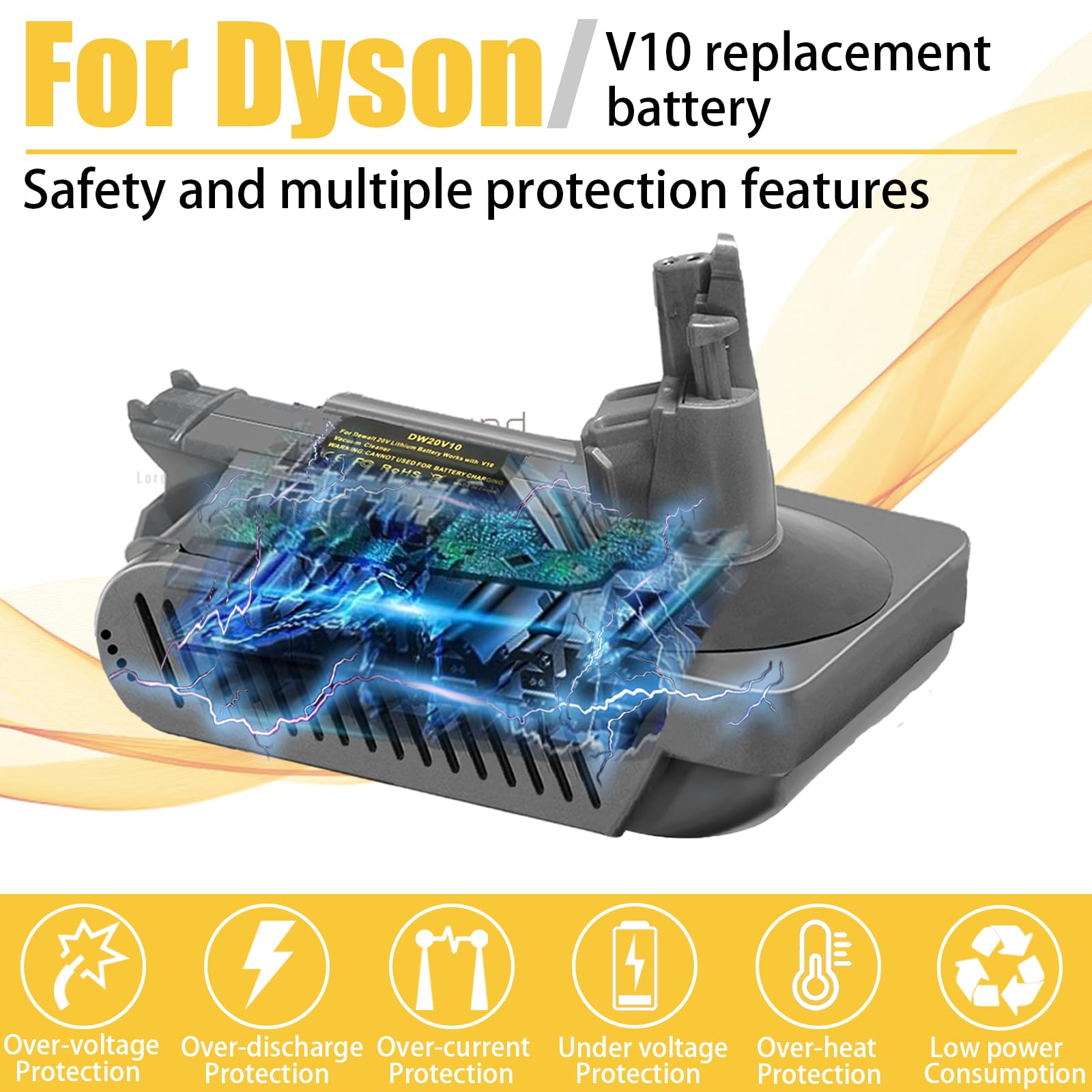 URUN V10 Adapter for Dewalt 20V Max Li-ion Battery, Compatible with Dyson V10 Vacuum Cleaner Models