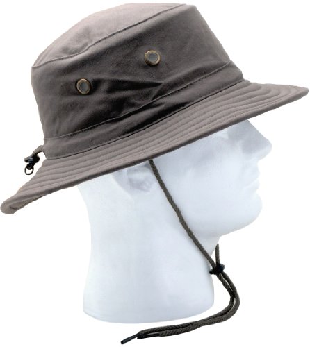 Sloggers Classic Cotton Hat with Wind Lanyard, Dark Brown, UPF 50+ Maximum Sun Protection, Style 4471DB,Adjustable Medium to Large