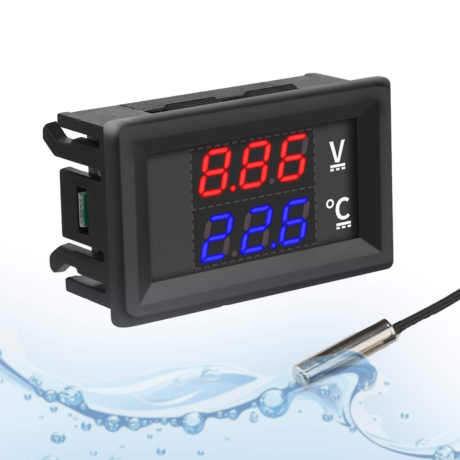 Temperature Gauge Sensor for Car, Icstation DC 4-28V Digital Temperature Meter with NTC Waterproof Probe -50~125℃ Digital Thermometer for Reptile Tank Thermostat Regulator for Vehicle